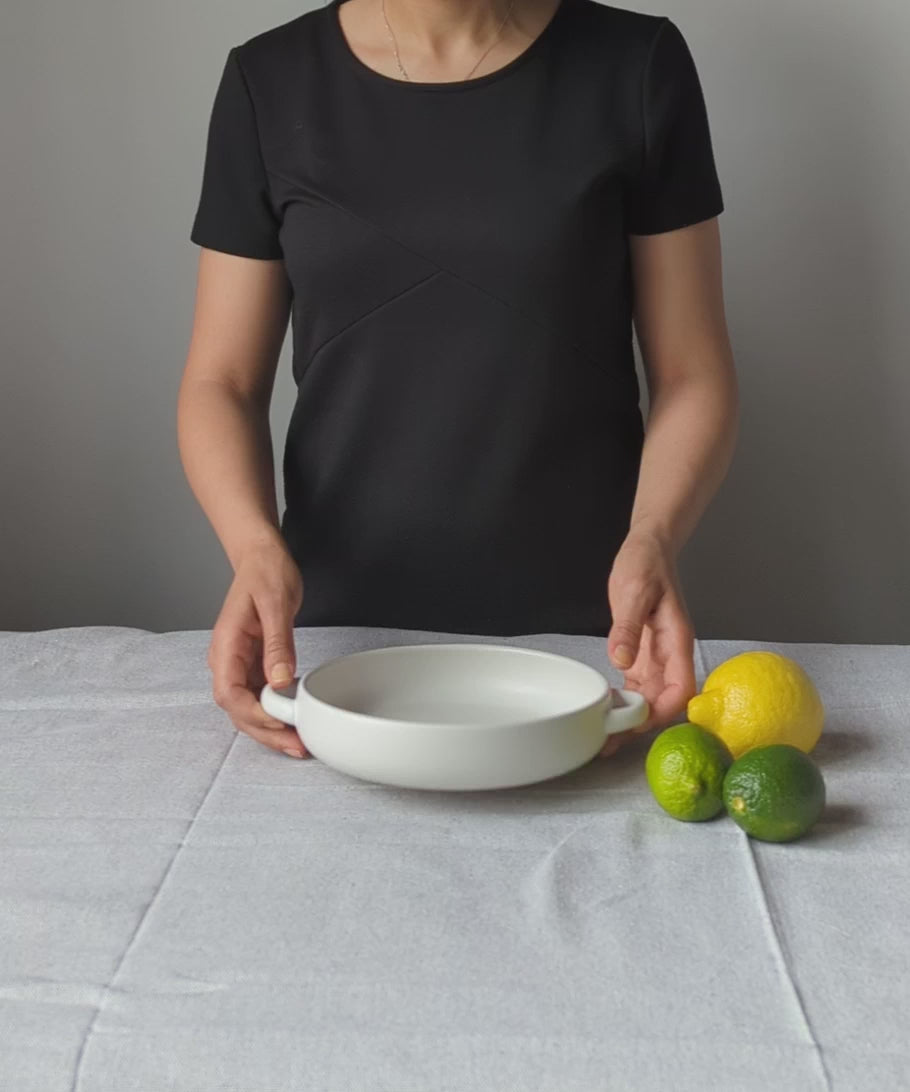 Ceramic Serving Plate with Handles | Handmade Dinnerware & Tabletop